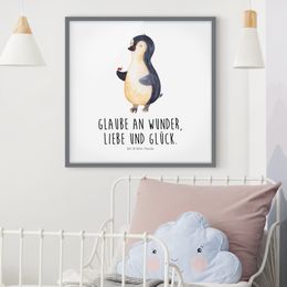 Bilderwelten Bild mit Rahmen Mr. & Mrs. Panda - Pinguin - Wunder und Gl&uuml;ck