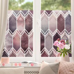 Bilderwelten Fensterfolie originell Abstrakt Sichtschutz rosa - Glasmalerei Geometrie Ros&eacute; - Geometrisch Wohnzimmer Schlafzimmer K&uuml;che