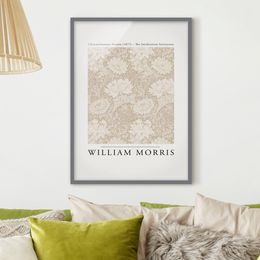 Bilderwelten Bild mit Rahmen Blumen beige Tropisch inkl. Rahmung - William Morris - Chrysanthemum Pattern Beige - Pflanzen Wohnzimmer Schlafzimmer