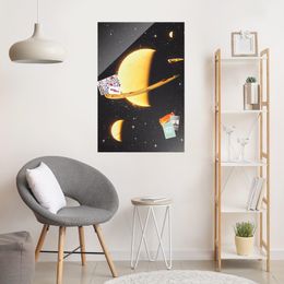 Bilderwelten Glasbild Retro Collage - Die Ringe des Saturn