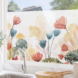 Bilderwelten Fensterfolie Blumen Landhaus Aquarell bunt - Wildblumen im Sommer II - Deko Wohnzimmer Schlafzimmer Küche