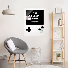 Bilderwelten Glasbild Klassik Konsole Eat Sleep Game Press Repeat