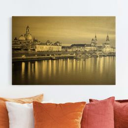 Bilderwelten Leinwandbild - Querformat Canaletto-Blick bei Nacht II