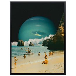 Bilderwelten Leinwandbild Retro Collage - Weltraum Strand