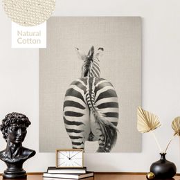 Bilderwelten Leinwandbild Zebra von hinten Schwarz Wei&szlig;