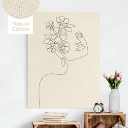 Bilderwelten Leinwandbild Line Art - Dreamy Girl Blossom