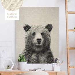 Bilderwelten Leinwandbild Grizzlyb&auml;r Gustel Schwarz Wei&szlig;