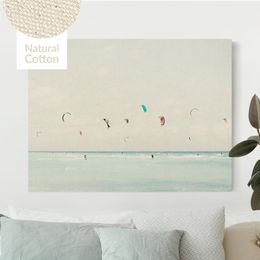 Bilderwelten Leinwandbild Kitesurfer auf dem Meer