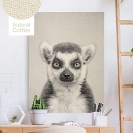 Bilderwelten Leinwandbild Lemur Ludwig Schwarz Wei&szlig;