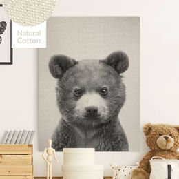 Bilderwelten Leinwandbild Baby B&auml;r Bruno Schwarz Wei&szlig;