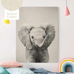 Bilderwelten Leinwandbild Baby Elefant Elsa Schwarz Wei&szlig;
