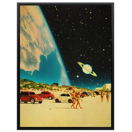 Bilderwelten Leinwandbild Retro Collage - Galaktischer Strand