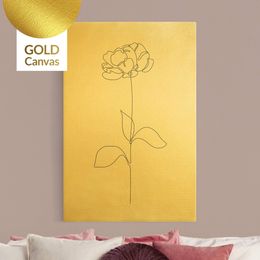 Bilderwelten Leinwandbild Line Art Blumen - Pfingstrose