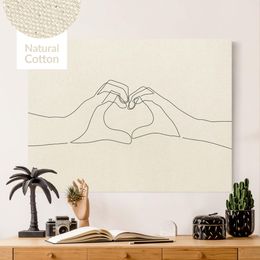 Bilderwelten Leinwandbild Line Art - Herz H&auml;nde