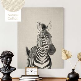 Bilderwelten Leinwandbild Zebra Zilla Schwarz Wei&szlig;