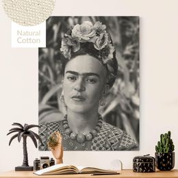 Bilderwelten Leinwandbild Frida Kahlo Foto Portrait mit Blumenkrone