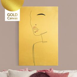 Bilderwelten Leinwandbild Line Art - Lips and Eyebrows