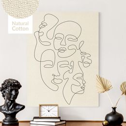 Bilderwelten Leinwandbild Line Art - Faces All Around