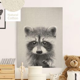 Bilderwelten Leinwandbild Baby Waschb&auml;r Wicky Schwarz Wei&szlig;