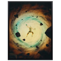 Bilderwelten Leinwandbild Retro Collage - Im Weltall