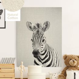 Bilderwelten Leinwandbild Baby Zebra Zoey Schwarz Wei&szlig;
