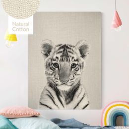 Bilderwelten Leinwandbild Baby Tiger Thor Schwarz Wei&szlig;