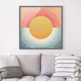 Bilderwelten Bild mit Rahmen Sonne zwischen Himmel und Meer