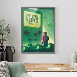 Bilderwelten Bild mit Rahmen Retro Classic Game in T&uuml;rkis