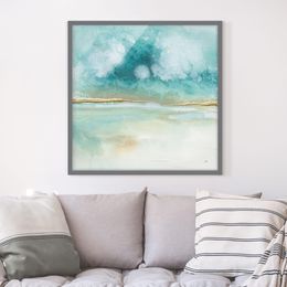 Bilderwelten Bild mit Rahmen Smaragd-Wolken und Gold II