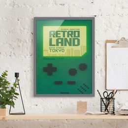 Bilderwelten Bild mit Rahmen Retro Gaming Konsole in T&uuml;rkis