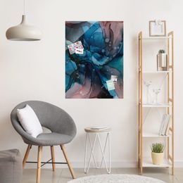 Bilderwelten Glasbild Unterwasser in Petrol und Rot mit Gold