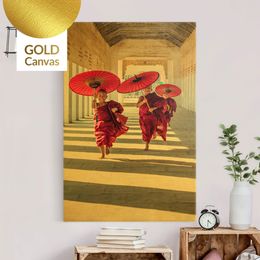 Bilderwelten Leinwandbild Novizenm&ouml;nche in Myanmar