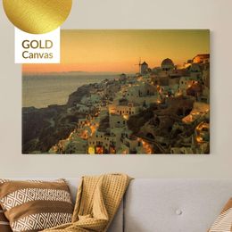 Bilderwelten Leinwandbild Santorini bei Nacht