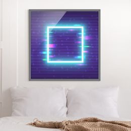 Bilderwelten Bild mit Rahmen Geometrisches Quadrat in Neonfarben