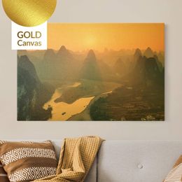Bilderwelten Leinwandbild Sonnenaufgang in Berglandschaft