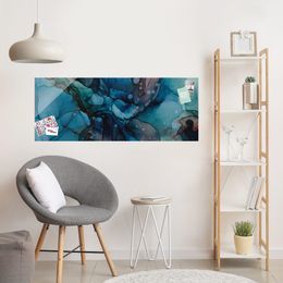 Bilderwelten Glasbild Unterwasser in Petrol und Rot mit Gold