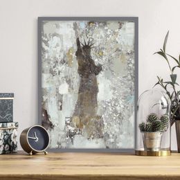 Bilderwelten Bild mit Rahmen Die Freiheitsstatue in warmen Farben