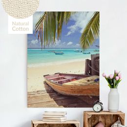 Bilderwelten Leinwandbild Boot unter Palmen