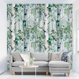 Bilderwelten Fototapete Aquarell Birkenwald im Sommer