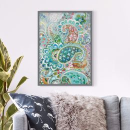 Bilderwelten Bild mit Rahmen Paisley mit Blumen