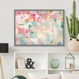 Bilderwelten Bild mit Rahmen Pastellfarbene Dreiecke