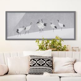 Bilderwelten Bild mit Rahmen Kraniche im Schnee