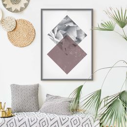 Bilderwelten Bild mit Rahmen Quadrate mit Bl&uuml;te