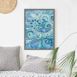 Bilderwelten Bild mit Rahmen Indisches Paisley in blau