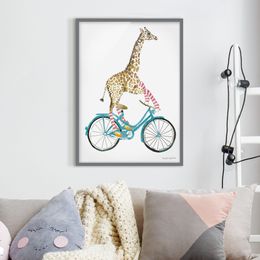 Bilderwelten Bild mit Rahmen Giraffe auf Freudenfahrt II