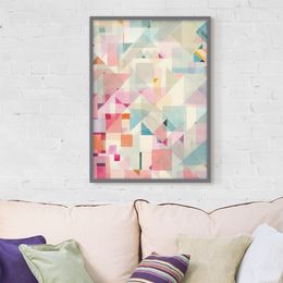 Bilderwelten Bild mit Rahmen Pastellfarbene Dreiecke