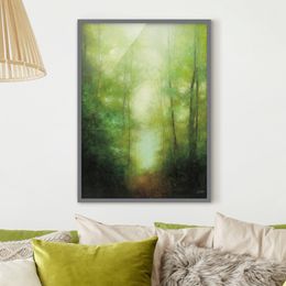 Bilderwelten Bild mit Rahmen Waldspaziergang im Nebel