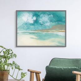 Bilderwelten Bild mit Rahmen Smaragd-Wolken und Gold