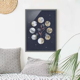 Bilderwelten Bild mit Rahmen Mondphasen und Margeriten