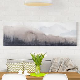 Bilderwelten Leinwandbild - Panorama Seeufer mit Bergen II